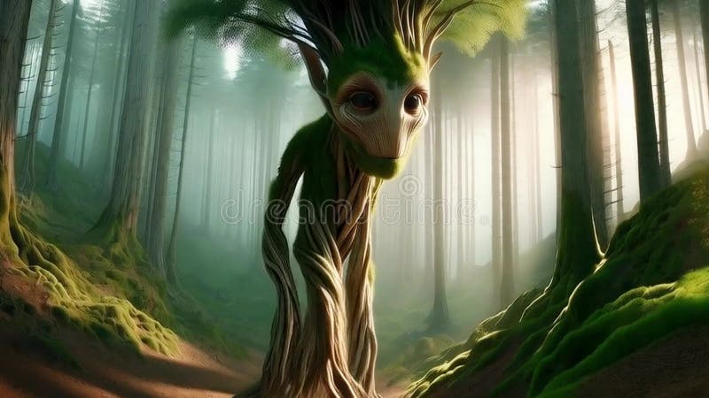 Surreal Anthropomorphic Tree in Forest Animation. Fantasy Concept Stock ...
