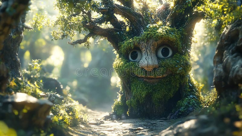 Surreal Anthropomorphic Tree in Forest Animation. Fantasy Concept Stock ...