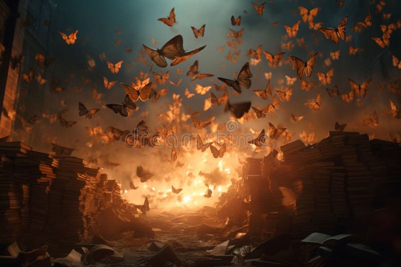 Surreal Apocalypse Where Books Transform into Stock Illustration ...