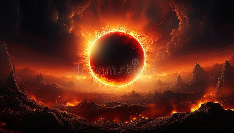 Dramatic Apocalyptic Background Sun Eclipse Stock Illustrations – 58 ...