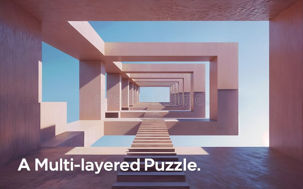 Surreal Architectural Concept with Rectangular Frames and Staircase ...