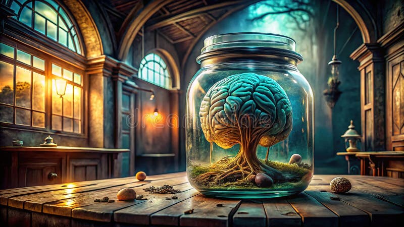 A Surreal Architectural Study a Brain in a Jar Exploring the ...