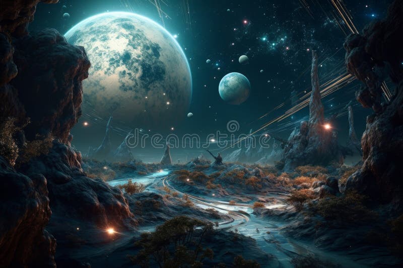 Surreal Art Space City. Generate Ai Stock Illustration - Illustration ...