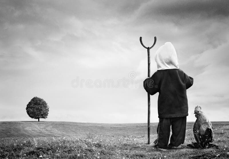 Surreal Artistic Photomanipulation of a Little Boy Stock Image - Image ...