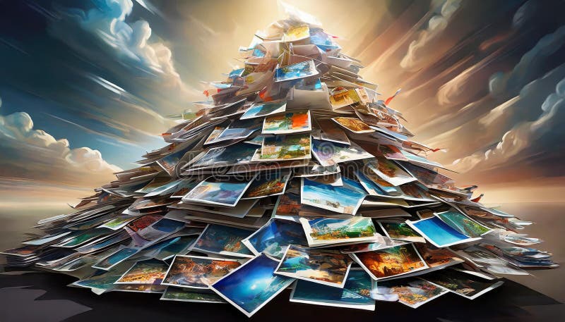 Surreal and Artistic Tree Constructed from a Layered Montage of Diverse ...
