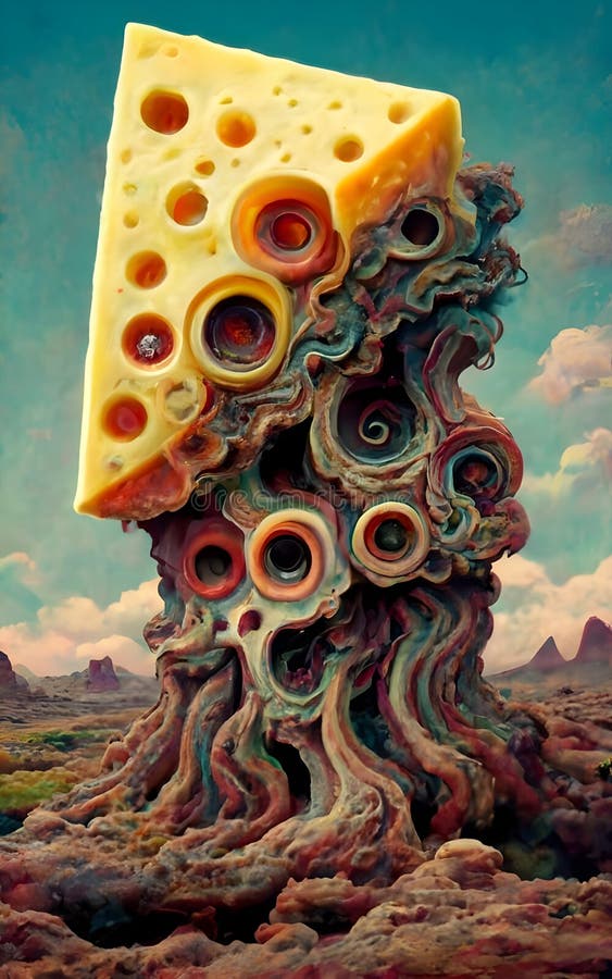 Surreal Cheese Landscape stock illustration. Illustration of abstract ...