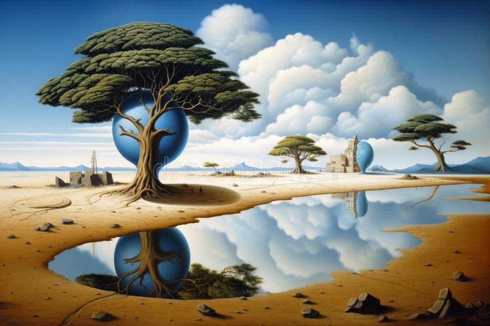 A Surreal Artwork of Humans and Landscapes Created with Generative AI ...
