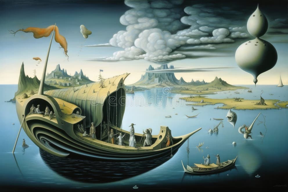 A Surreal Artwork of Humans and Landscapes Created with Generative AI ...