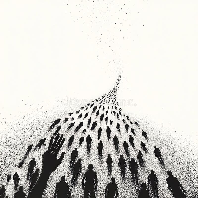 Surreal Artwork, Silhouettes Moving Towards a Point of Convergence ...