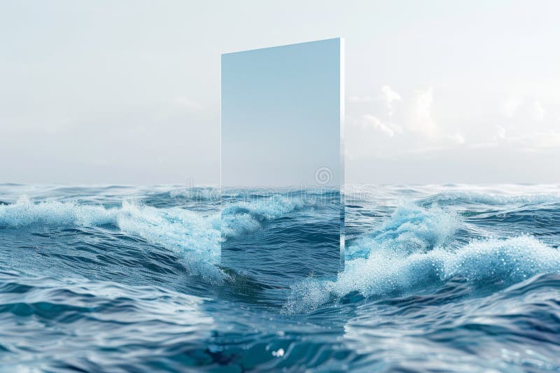 Surreal Artwork of a Vertical Mirror in the Ocean Reflecting the Sky ...