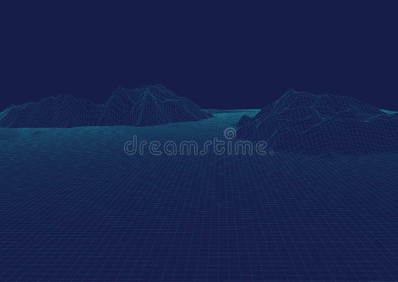 Surreal Background with Wireframe Landscape Design Stock Vector ...
