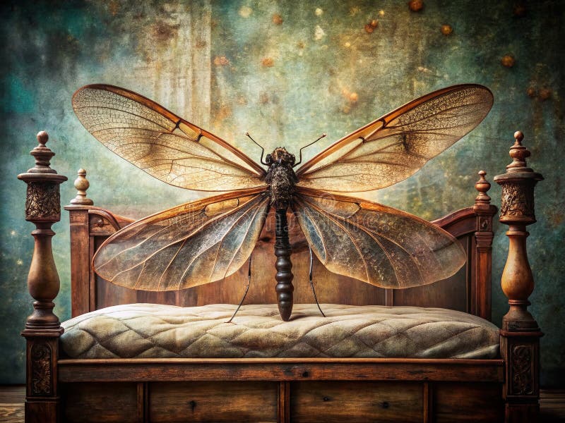 Surreal Bedroom Transformed a Double Exposure of an Insect Wing and Bed ...