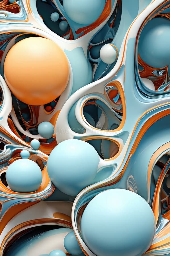 Surreal Biomorphic Abstract with Organic Shapes and Cool Tones Stock ...