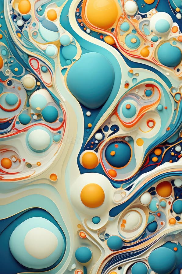 Surreal Biomorphic Abstract with Organic Shapes and Cool Tones Stock ...