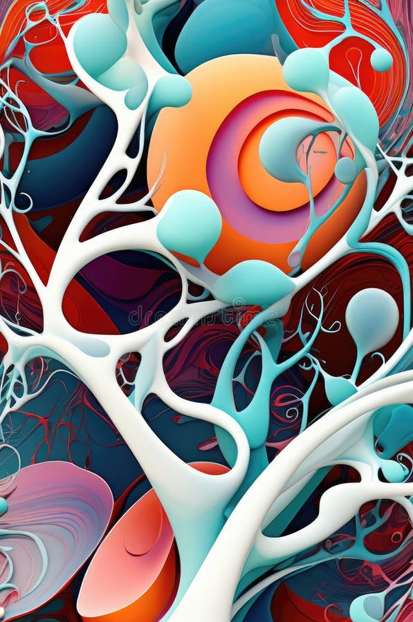 Surreal Biomorphic Abstract with Organic Shapes and Cool Tones Stock ...