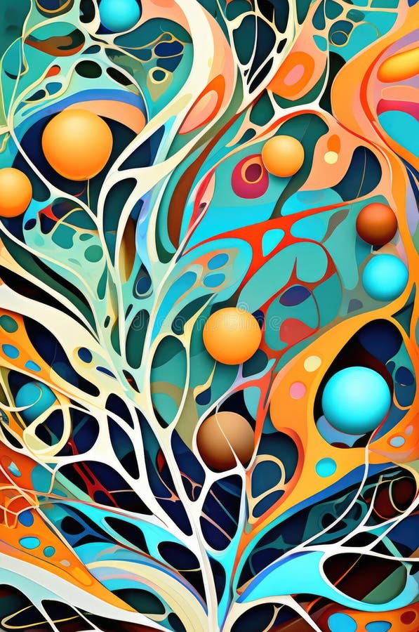 Surreal Biomorphic Abstract with Organic Shapes and Cool Tones Stock ...