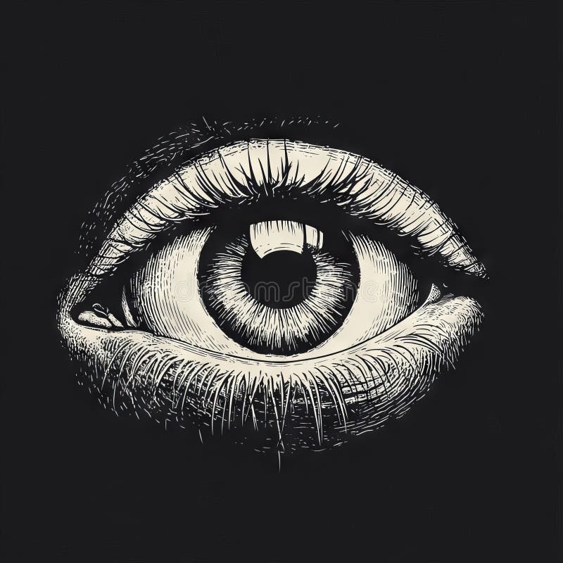 A Surreal Black and White Drawing Featuring an Isolated Eye with a ...