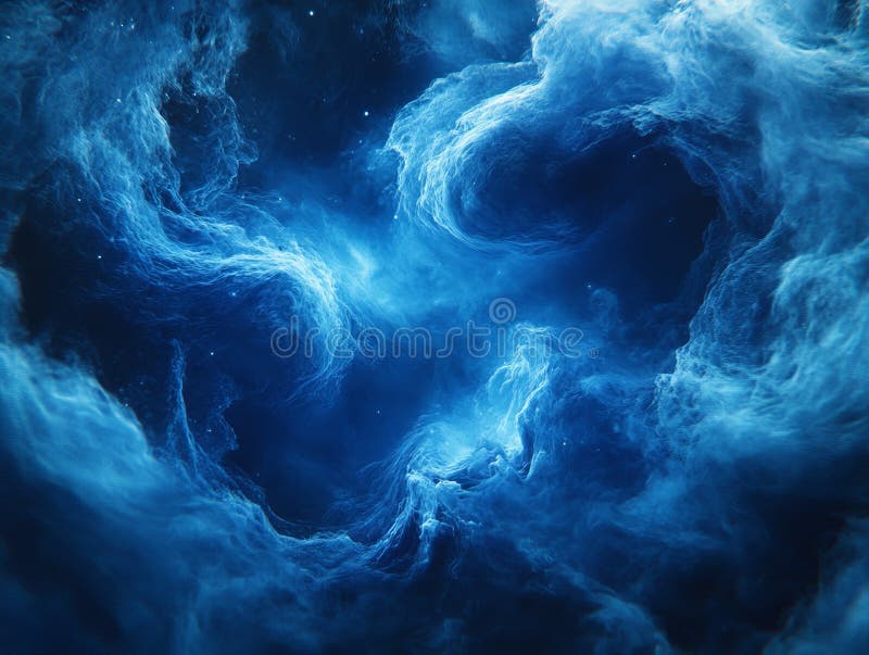 Surreal Blue Cloud Like Patterns Against a Dark Background Symbolizing ...