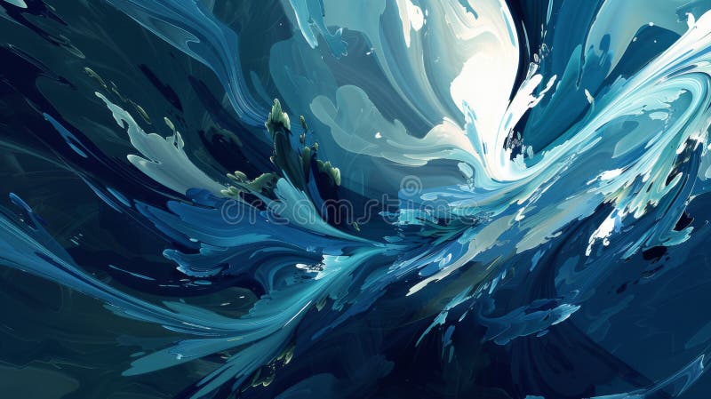 Surreal Blue Ocean Wave Abstract Digital Art Stock Image - Image of ...
