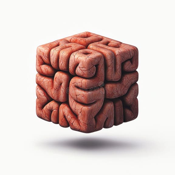 Surreal Brain Cube Concept Representing Intelligence and Complexity Stock Illustration ...