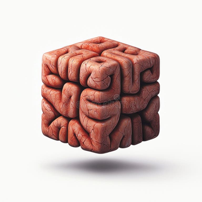 Surreal Brain Cube Concept Representing Intelligence and Complexity ...