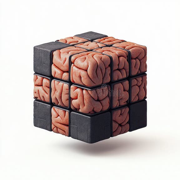 Surreal Brain Cube Concept Representing Intelligence and Complexity Stock Illustration ...
