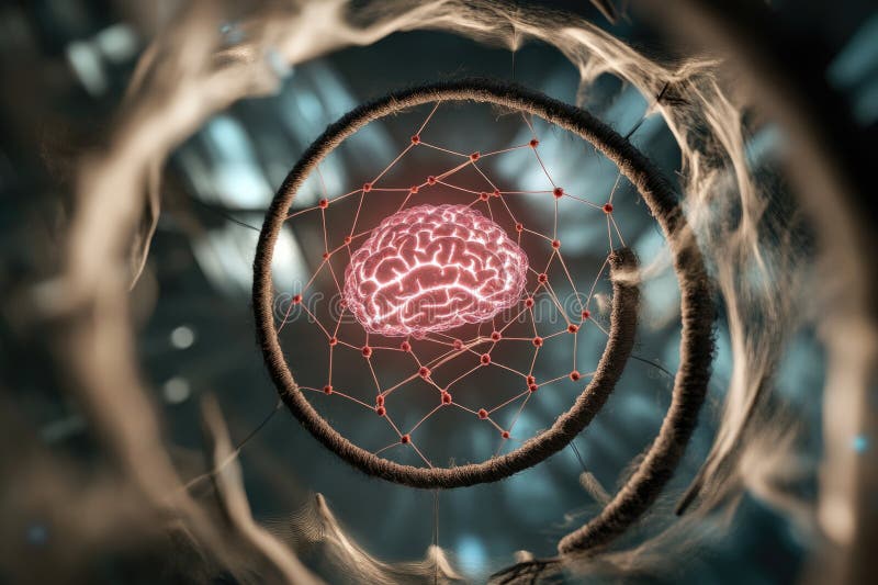 Surreal Brain Network: Abstract Neural Web with Glowing Central Mind ...