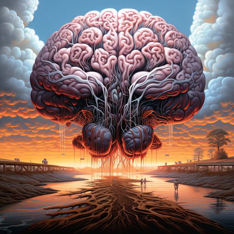 Surreal Brain Tree Concept Imagination and Knowledge Growth, Artistic ...