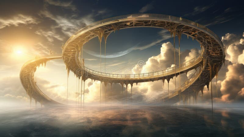 Surreal Bridge Suspended in Mid Air Stock Image - Image of technology ...
