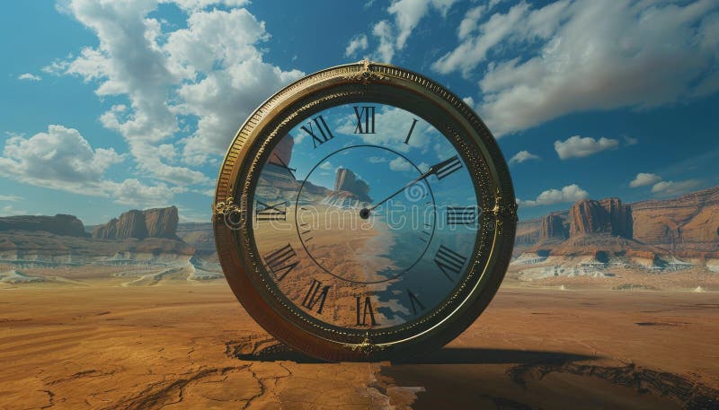 Surreal Broken Clock in Icy Landscape, Concept of Time and Nature by AI ...