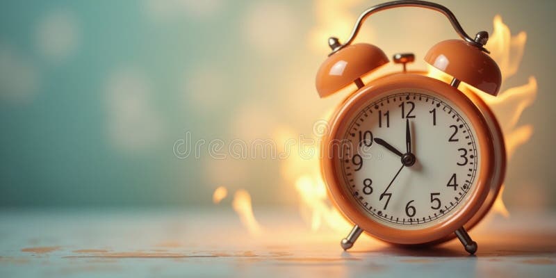 Surreal Burning Clock on Frame Edge with Negative Space for Copy ...