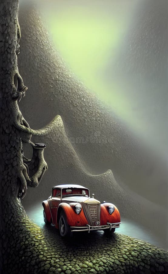 Surreal Car Illustration. stock photo. Image of dark - 294656514