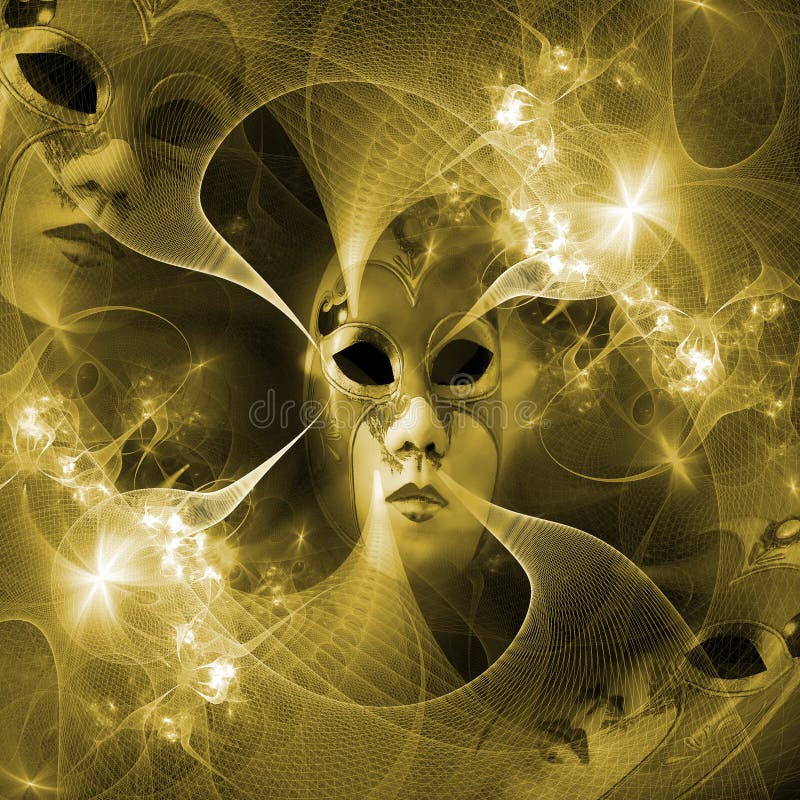Surreal Carnival Mask and Fractal Pattern from a Grid and Bright Stock ...