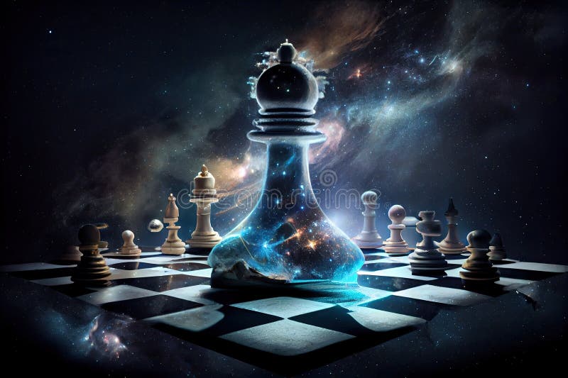 A Surreal Chess Board Floating in Outer Space, with Galaxies and Stars ...