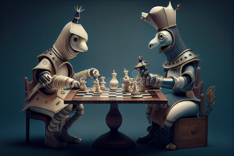 Surreal Chess Game between Anthropomorphic Characters Stock ...