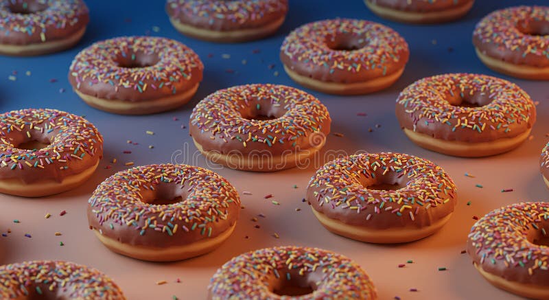 Surreal Chocolate Donuts with Rainbow Sprinkles on Gradient Background ...