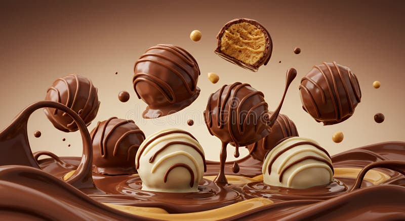 Surreal Chocolate Peanut Butter Cookie Truffles in Gradient Background ...