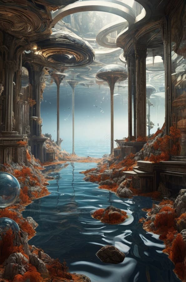 Surreal Cityscape with Liquid Gravity and Distorted Architecture in ...