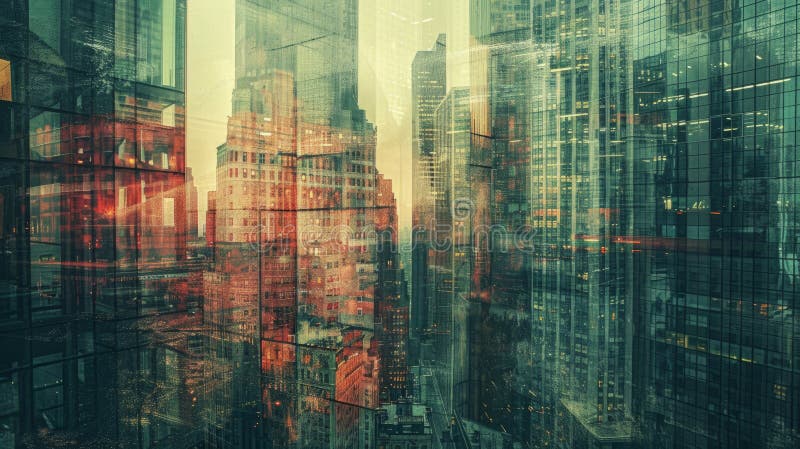 Surreal Cityscape Texture Background with Distorted Buildings Stock ...