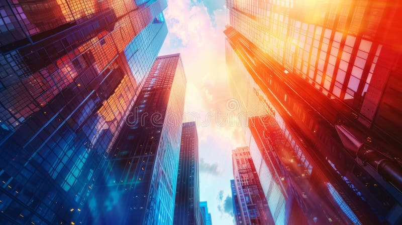Surreal Cityscape Texture Background with Towering Skyscrapers Stock ...