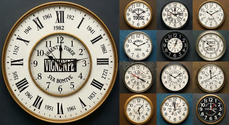 Surreal Clock Collection with Distorted Time and Nonsensical Words â ...