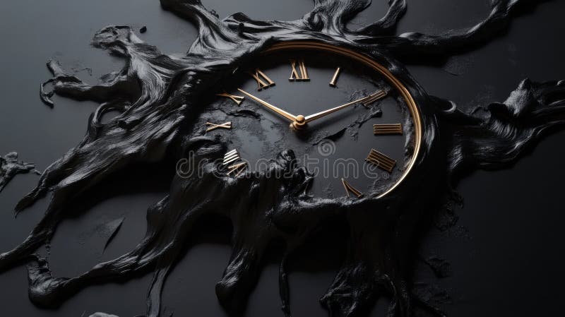 Melting Black Clock Dark Background Stock Photos - Free & Royalty-Free ...