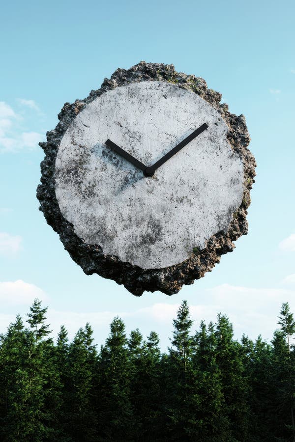 Surreal Clock Sculpture in Nature Stock Illustration - Illustration of ...