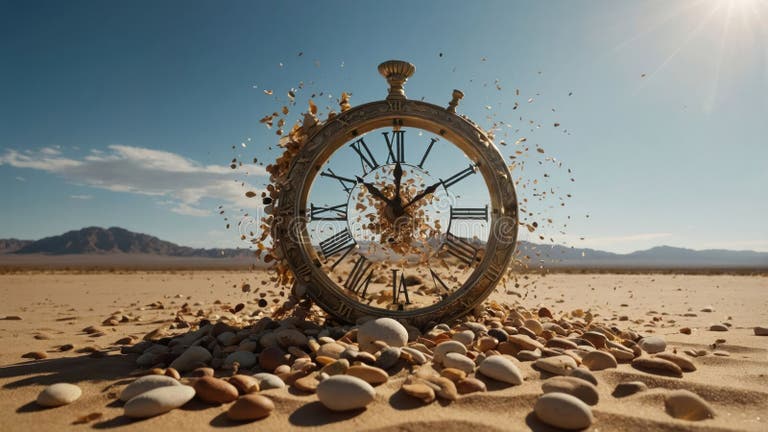 Antique Clock Disintegrating in Desert Sands: Time S Ephemeral Nature ...