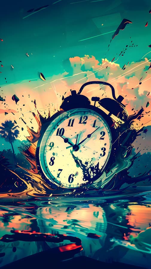 A Surreal Clock Splashing into Water, Symbolizing the Passage of Time ...