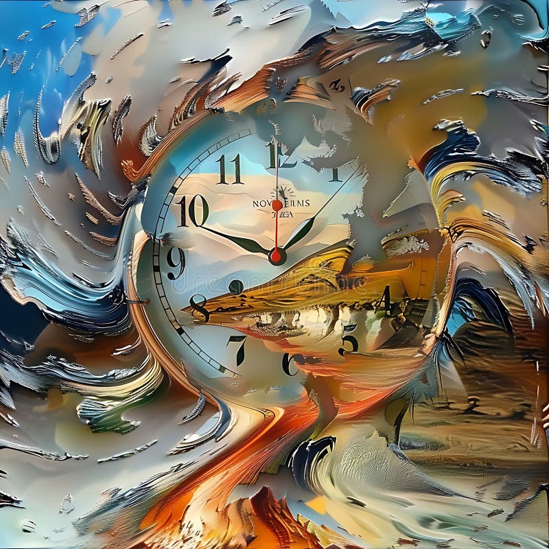 Surreal Clock and Twisted Landscape: a Visionary Timepiece Stock ...