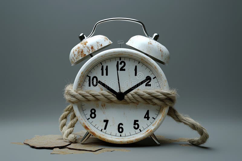 Surreal Clock Wrapped in Rope Symbolizing the Passage of Time Stock ...