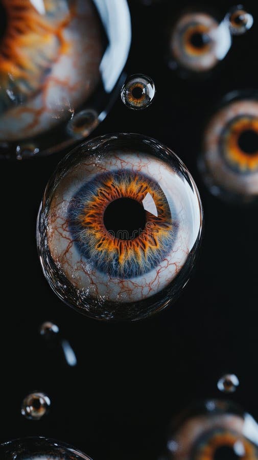 Surreal Close-Up of Human Eye Encased in Bubble Stock Image - Image of ...