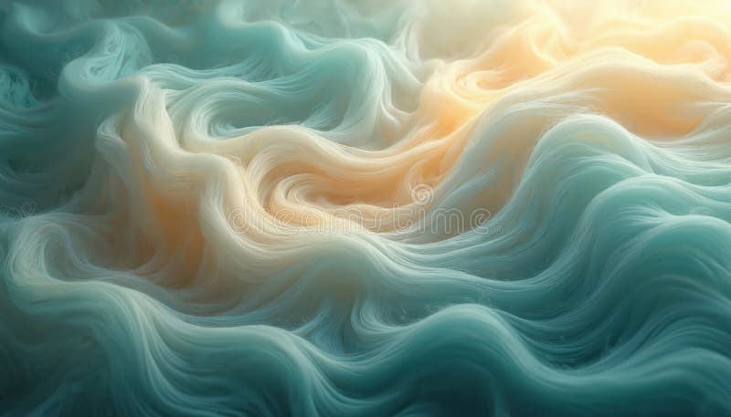 Surreal Close-up Rendering of Liquid Waves with Light. Blue, Beige ...