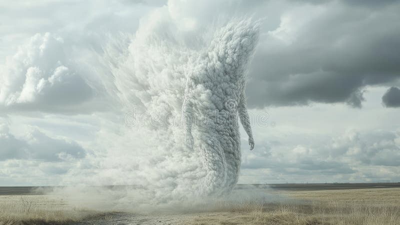 Surreal Cloud Formation Resembling Human Figure in Vast Open Field ...